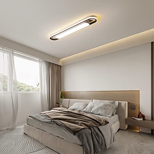 Naroume Modern LED Ceiling Light, 28.3" Flush Mount Ceiling Lamp, 50W Dimmable Metal Ceiling Chandelier Lighting Fixture for Living Room Bedroom Dining Room Office Hallway Aisle