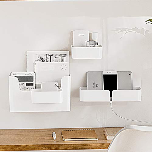 Hedume Set of 4 Wall Mounted Floating Shelf, Non-Drilling Adhesive Bathroom Organizer Ledge Shelf for Home Decor, Kitchen, Bedroom, Bathroom