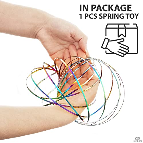 Flow Ring Spinner Ring Arm Toy - Magic Ring Game for Kids Arm Bracelet Kinetic Spiral Flow Ring Spring Toy - 3D Roll Rings Arm Slinky Metal Toy Stainless Ring - Infinity Loop Rainbow Kinetic Flow Ring