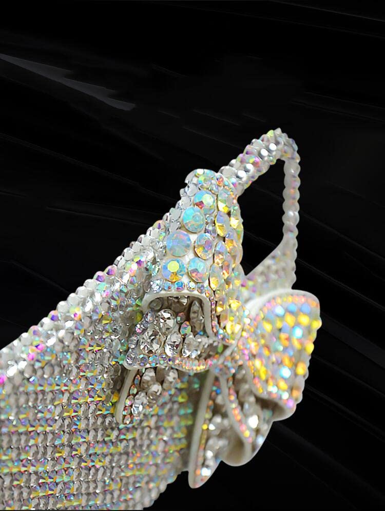 redecarie Cute Bow Case for Samsung Galaxy S9 Plus,Bling Glitter Diamond Crystal Rhinestone Women Girls Kids Shiny Sparkle with Flowers Lanyard Clear Protective Phone Case,Silver Bow