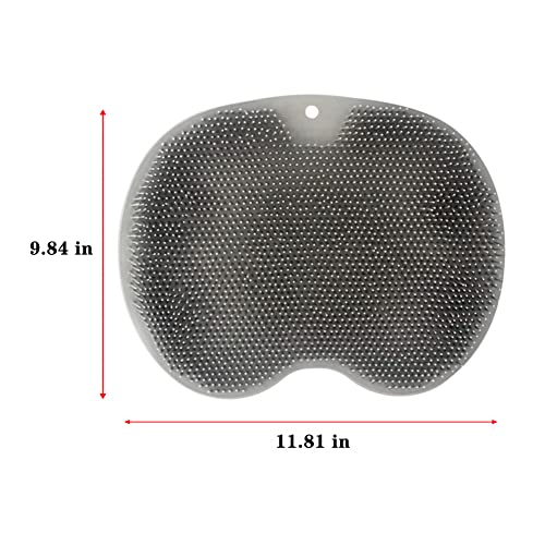 Wall Mounted Back Scrubber, Foot Massage Pad, Shower Foot & Back Scrubber, Silicone Bath Brush with Suction Cups, Bathroom Wash Foot Mat Exfoliating Dead Skin Foot Brush (Grey #q)