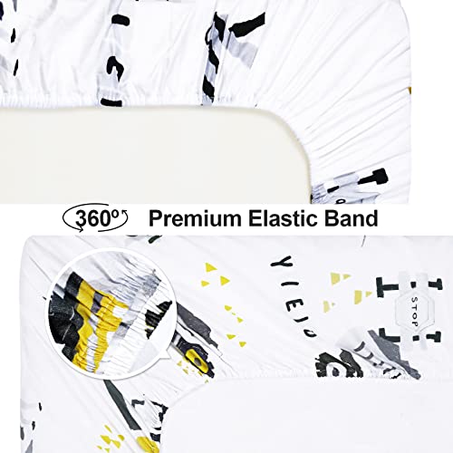 PHF 100% Cotton Crib Sheets Fitted 2 Pack, Soft Breathable Comfortable Baby Sheet Set for Boys Girls, Premium Crib Sheets Fits Standard Crib and Toddler Mattress 28in x 52in, Construction Cars