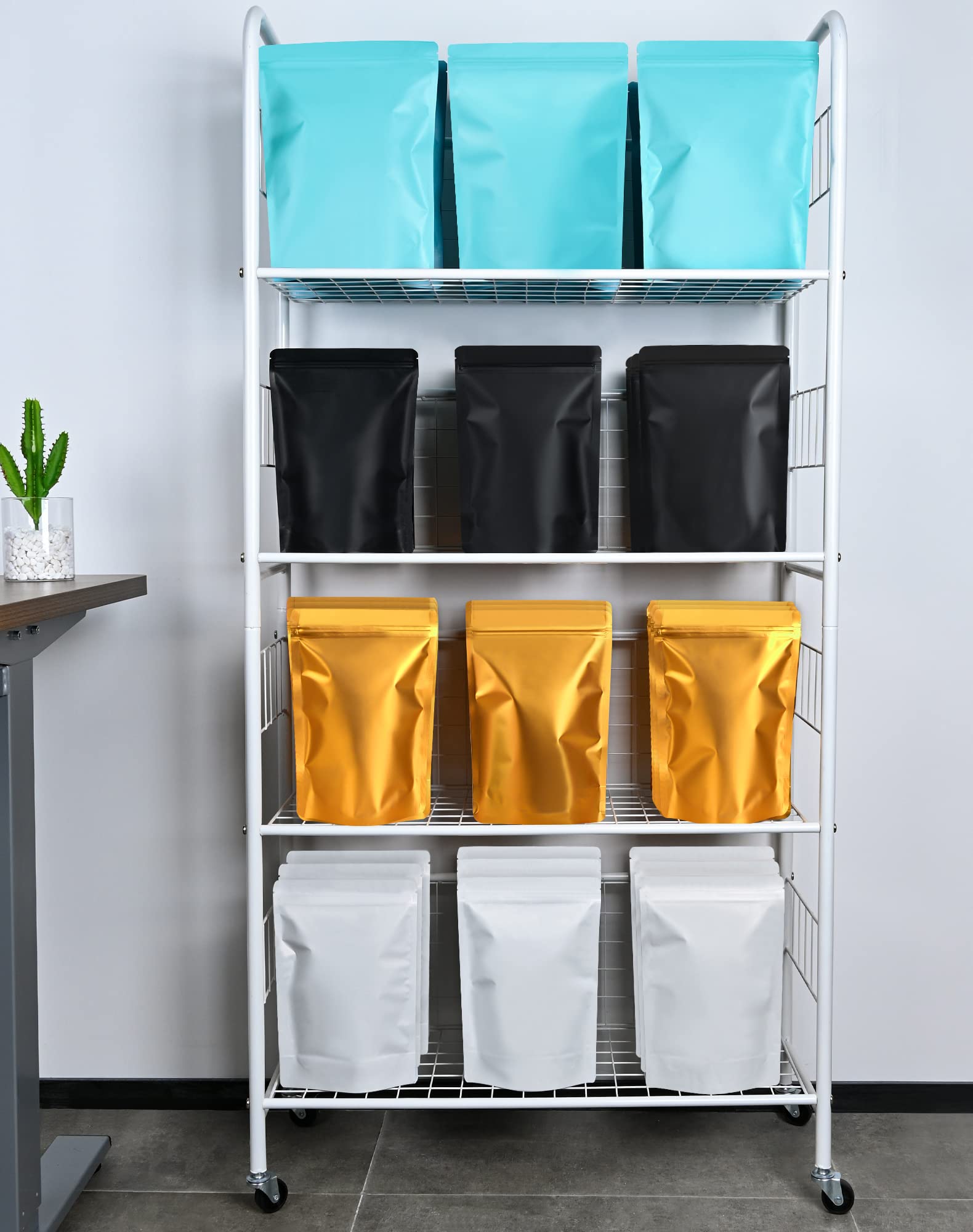100 Pack Resealable Stand Up Bags,4.7" x 7.9" Smell Proof Pouch Sealable Foil Pouch Bags for Packaging (White)