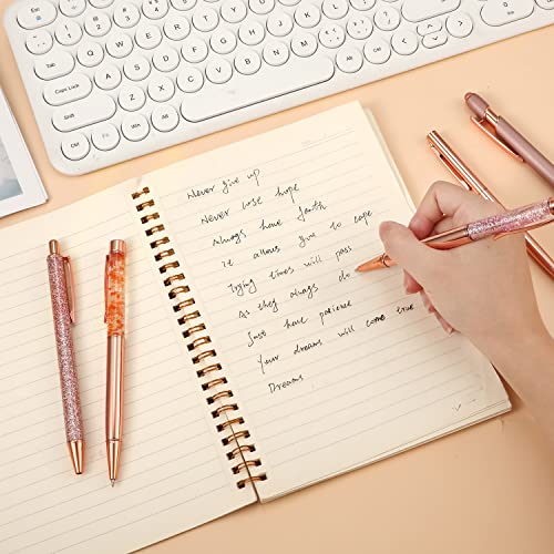 KINBOM 8 PCS Rose Gold Ballpoint Pen Set, Metal Cute Pens for Women, Rose Gold Office Supplies for Writing