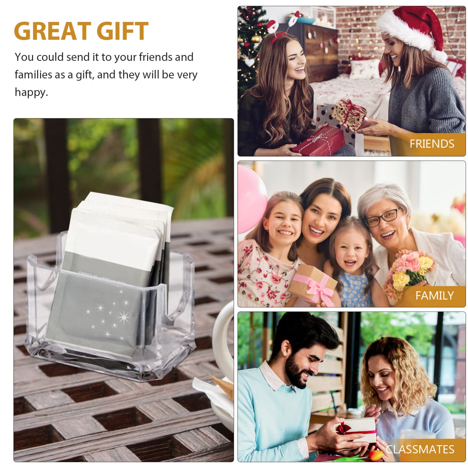BESTonZON Tea Bag Box Sugar Bag Seat Coffee Containers Tea Bags Small Containers Coffee Tea Bags Coffee Organizer Sugar Packets Coffee Bar Home Tea Bag Case Acrylic Office Candy Base
