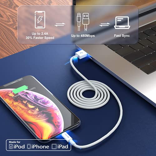 [3 Pack] Apple Chargers for iPhone 12 11 Charger Cable 10 ft,[Apple MFi Certified] Apple Charging Cord 10ft Lightning to USB Cable 10 Foot, Fast Phone Charging Cord for iPhone 12 Pro Max/11/10/X/XR/8