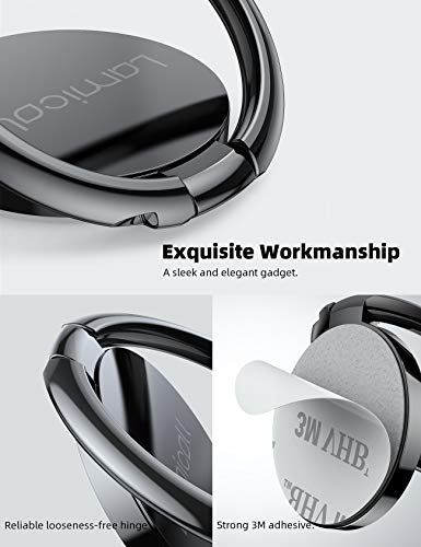 Cell Phone Ring Holder Finger Stand - Lamicall Phone Kickstand, Metal Grip Hook Work with Magnetic Car Mount, Compatible with iPhone 14 13 12 Mini 11 Pro Xs Max XR X 8 Plus, Smartphone Accessories BLK