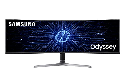 SAMSUNG Odyssey CRG Series 49-Inch Dual QHD (5120x1440) Gaming Monitor, 120Hz, Curved, QLED, HDR, Height Adjustable Stand, Radeon FreeSync (LC49RG90SSNXZA)