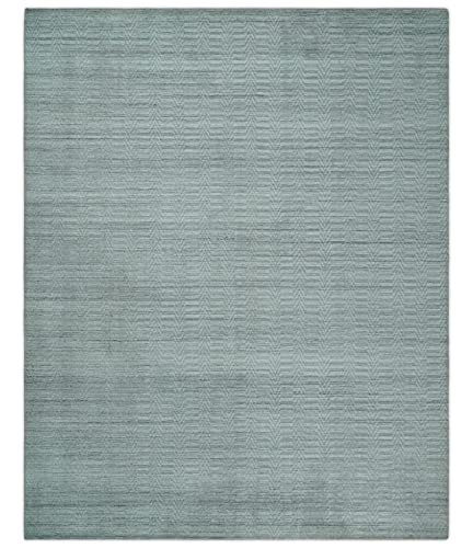 Artisan's Arc Hand Made Solid Scandinavian Blended Wool Flatwoven Area Rug, Silver, Gray and Brown, 8x10 | KE12810