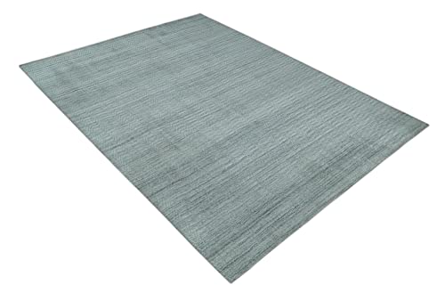 Artisan's Arc Hand Made Solid Scandinavian Blended Wool Flatwoven Area Rug, Silver, Gray and Brown, 8x10 | KE12810