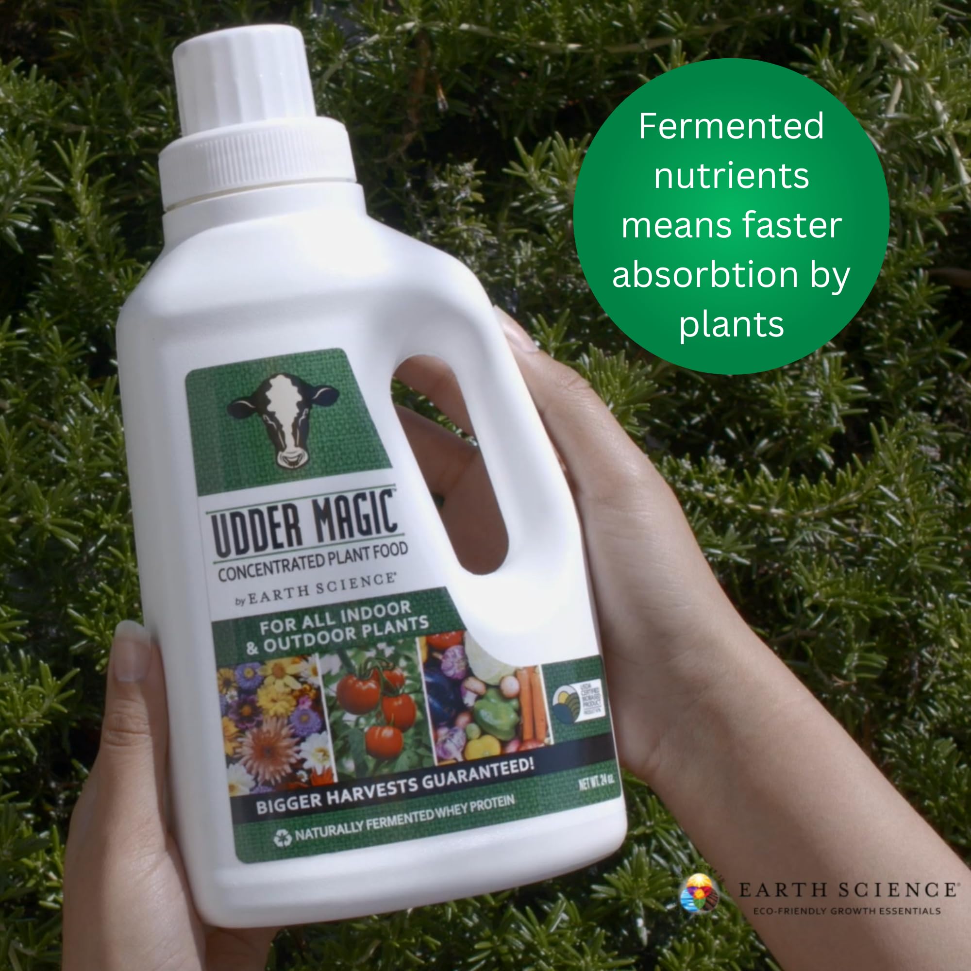 Earth Science Udder Magic Concentrated Plant Food for Indoor & Outdoor Plants β Nutrient Rich Fertilizer for Bigger Harvests & Blooms - Seed Starter for Vegetables, Flowers, Herbs, Succulents (30oz)
