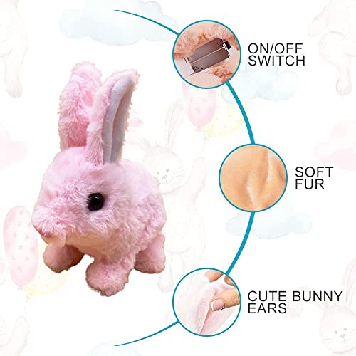 Fiopet Bunny Toys Educational Interactive Toys Bunnies Can Walk and Talk, 2023 New Easter Rabbit Plush Interactive Toys, Cute Stuffed Pet Bunny Toy Gift for Children (2 Pcs, with Carrot)