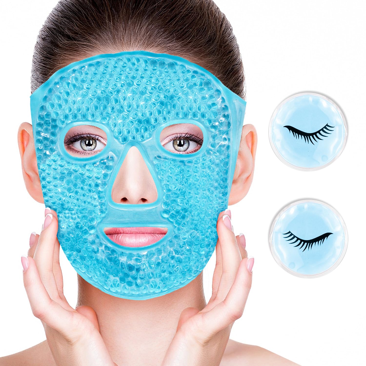 CONBELLA Cold Face Eye Masks Ice Face Mask Hot Cold Compress For Dark Circles, Puffiness, Migraines, Headache, Stress, Redness, Cooling Face Masks For Women Man, Skin Care