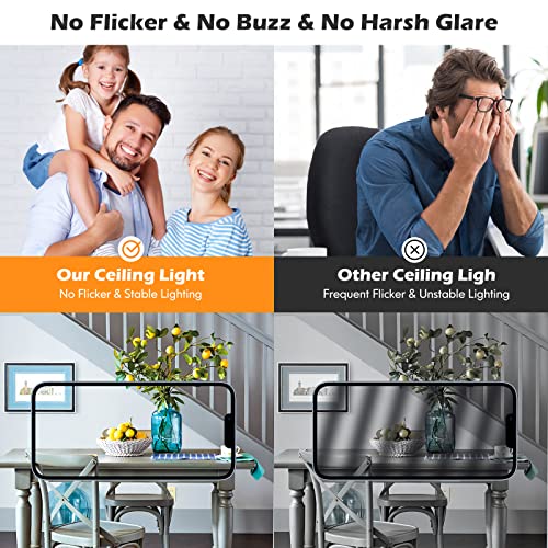 LED Flush Mount Ceiling Light Fixture 4PACK, 9Inch 18Watt, 1800LM, 5000K Daylight Light, Ultra Slim Black Thin Round Flat Light Fixtures for Office Porch Kitchen Hallway Bedroom Living Room, DIMMABLE