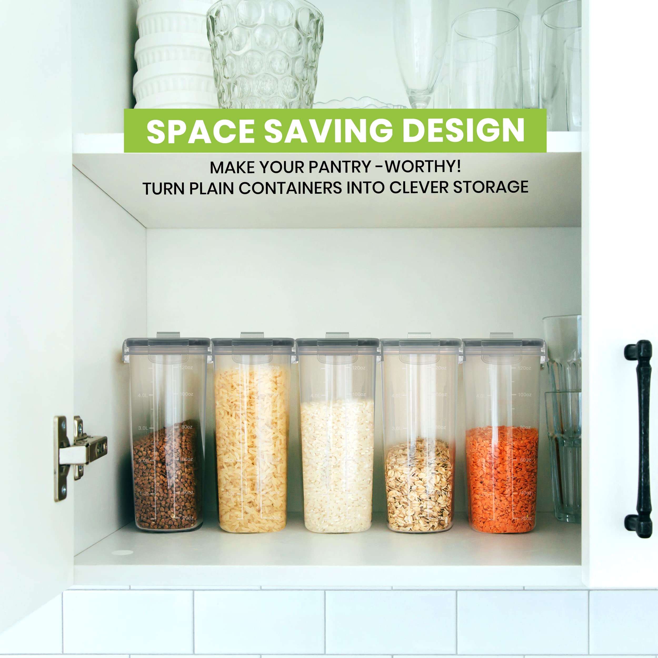 Utopia Kitchen Cereal Containers Storage - Liter Airtight Food Storage Containers & Cereal Dispenser For Pantry Organization And Storage (Clear, 4 Liter Pack of 2)