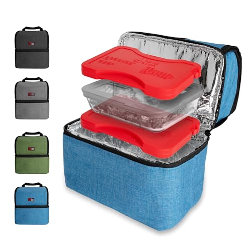 Lava Lunch Patented Heated Lunch Box - Insulated Bag with Microwaveable Heat Packs - 3 Liter Capacity for Meals - Keeps Food Warm for Up To 5 Hours - Gift for Men, Women, & Kids - Blue