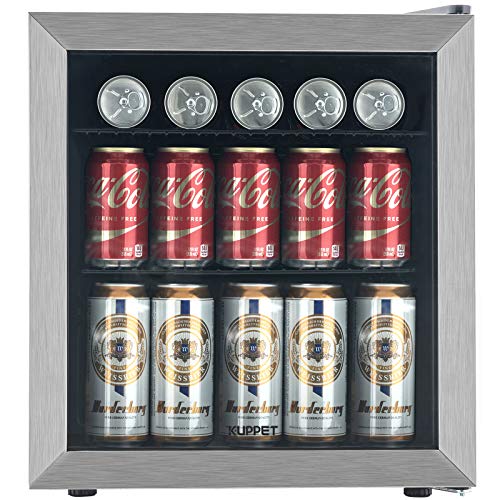 TABU 65 Can Beverage Refrigerator,Mini Fridge with Glass Door, Display Front Beverage Cooler with Adjustable Shelves for Beer Soda or Wine, Ideal for Home, Office or Bar (1.6 Cu.Ft)
