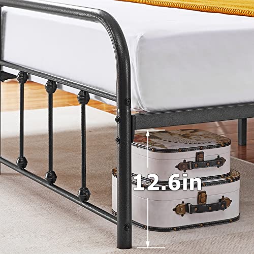 VECELO Bed Frame,King Size Metal Platform with Headboard & Footboard, Premium Steel Slat Support Mattress Foundation,No Box Spring Needed