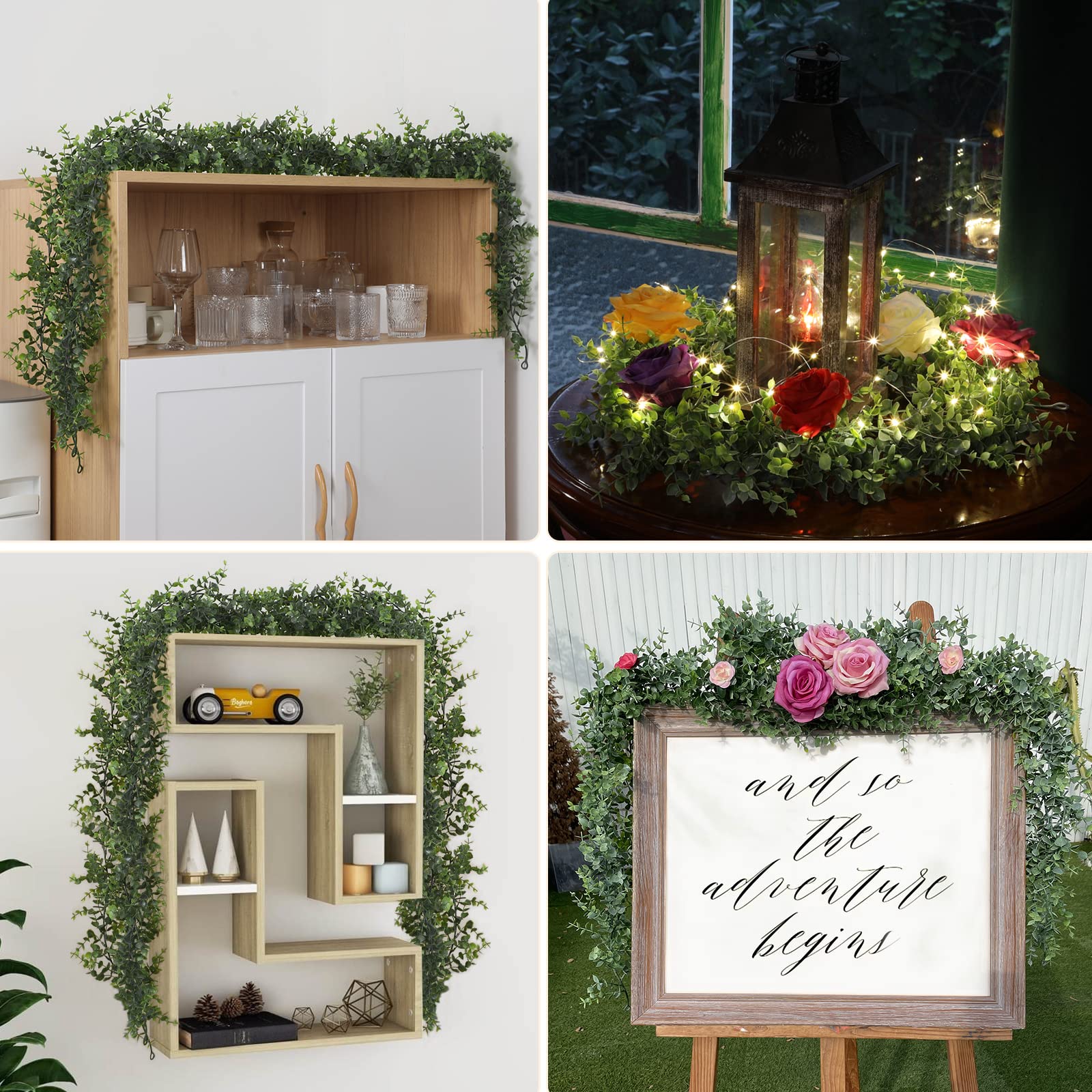 Dolicer Eucalyptus Garland, 12FT Faux Greenery, Artificial Leaves Vine, Fake Hanging Garlands Wedding Decor (Grey Green)