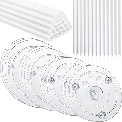 68 Pieces Cake Tier Stacking Kit 12 Pieces Cake Separator Plates for 4, 5, 6, 8 Inch Cakes with 20 Pieces White Plastic Cake Sticks Support Rods, 36 Pieces Clear Cake Stacking Dowels for Tiered Cakes
