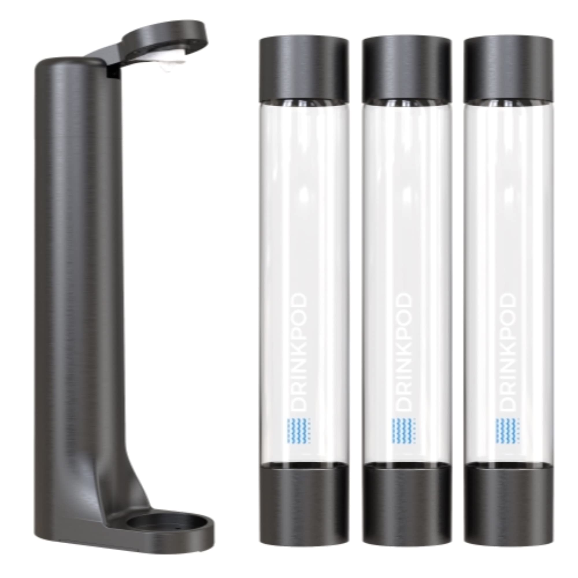 Fizzpod Home Soda Maker Sparkling Water Carbonator With 3 Bottles and 2 Bottle Brushes (Black)