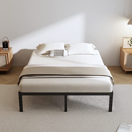 Hafenpo 18 Inch Queen Bed Frame - Durable Platform Bed Frame Non-Slip Metal Bed Frame No Box Spring Needed Heavy Duty Full Size Bed Frame Easy Assembly Strong Bearing Capacity