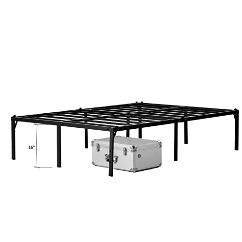 Veezyo Metal Bed Frame King - 18 Inch Black Metal Platform Bed Frame, Easy Assembly with Large Storage Space, 3,500lbs Heavy Duty, No Box Spring Needed (King)
