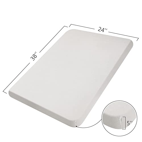 TILLYOU 2 Pack Mini Crib Fitted Sheets, Stretchy Soft Jersey Knit Portable Mini Pack n Play Playard, Playpen Bedding Sheet for Baby, Light Gray & Peachy Pink