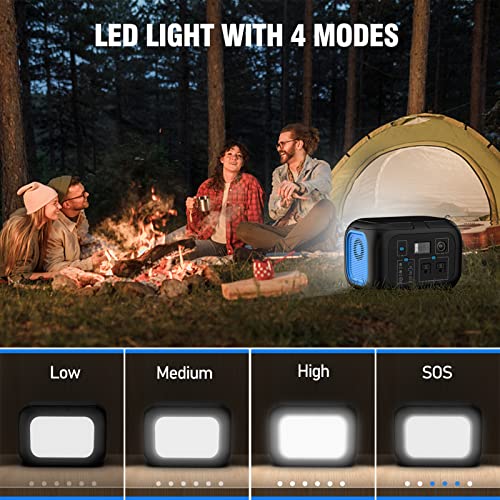 Portable Power Station 600W Power Bank 296Wh Solar Generator Lithium Battery Portable Generator Fast Charging with LED Light Battery Pack 9 Outputs Power Supply for Home Camping Emergency Backup