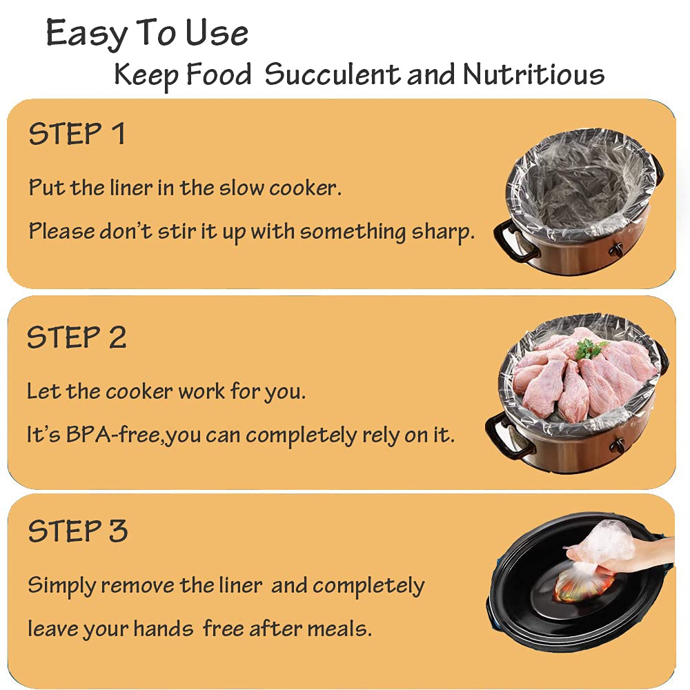 40 Counts Slow Cooker Liners and Cooking Bags, Extra Large Size Fits 6-10QT Pot, 14"x 22", BPA Free, Suitable for Oval & Round Pot -2 Pack