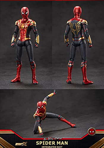 LonullyMege No Way Home Spiderman Action Figures-2022 New Released Legends Movie Hero Series-All Joints Movable 7 Inch Exquisite Collection Iron Spiderman Toy (Gold & Red)
