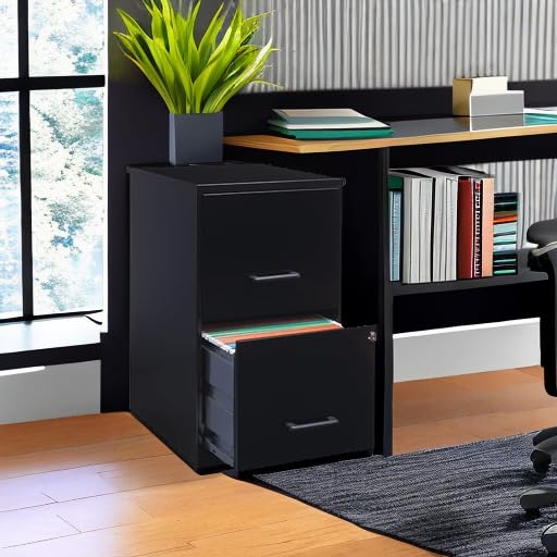 Lorell 14341 18 Deep 2-Drawer File Cabinet, Black