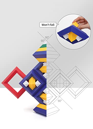 Giroayus Pyramids Stacking Blocks, Building Blocks Stacking Educational Toys, Building Blocks, Toddlers Preschool Learning Activities, Montessori Toys for 1 2 3 4 5 Year Old. (60 pcs)