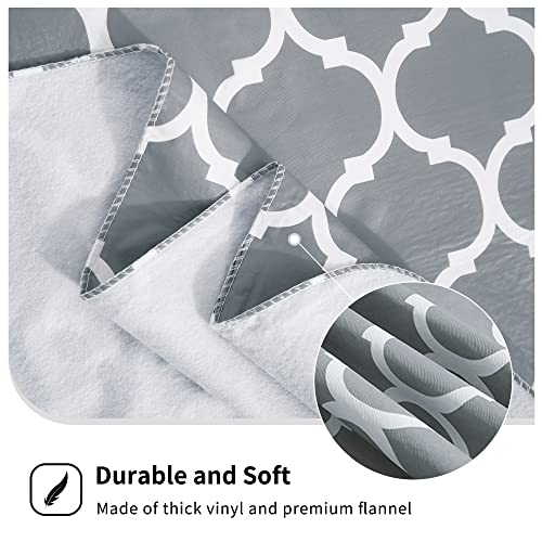 smiry Round Plastic Table Cloth, Waterproof Vinyl Tablecloth with Flannel Backing for Round Tables, Wipeable Spillproof Tablecloths for Dining, Camping, Indoor and Outdoor (60" Round, Grey)