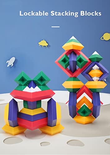 Giroayus Pyramids Stacking Blocks, Building Blocks Stacking Educational Toys, Building Blocks, Toddlers Preschool Learning Activities, Montessori Toys for 1 2 3 4 5 Year Old. (60 pcs)
