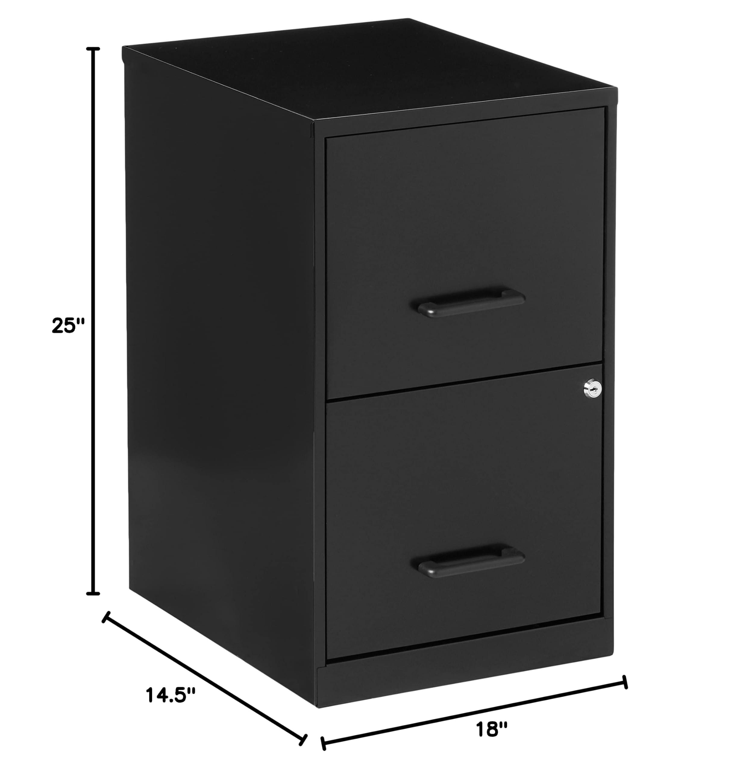 Lorell 14341 18 Deep 2-Drawer File Cabinet, Black
