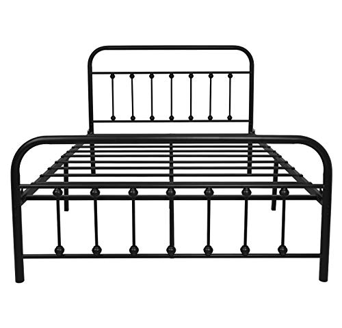 NEEBIRGELIA Black Metal Bed Frame Full Size with Headboard and Footboard Single Platform Mattress Base,Metal Tube and Iron-Art Bed（Full,Black）