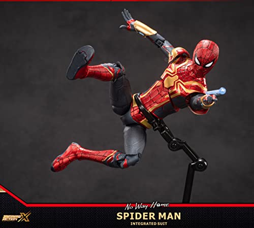 LonullyMege No Way Home Spiderman Action Figures-2022 New Released Legends Movie Hero Series-All Joints Movable 7 Inch Exquisite Collection Iron Spiderman Toy (Gold & Red)