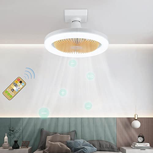 ADUMIX Upgraded Ceiling F๐ns with Lights - Low Profile Enclosed Ceiling F๐n Bladeless, with Remote Control LED Dimming Multi-Speed Invisible Blades Timing, Home Decor Ceiling F๐n