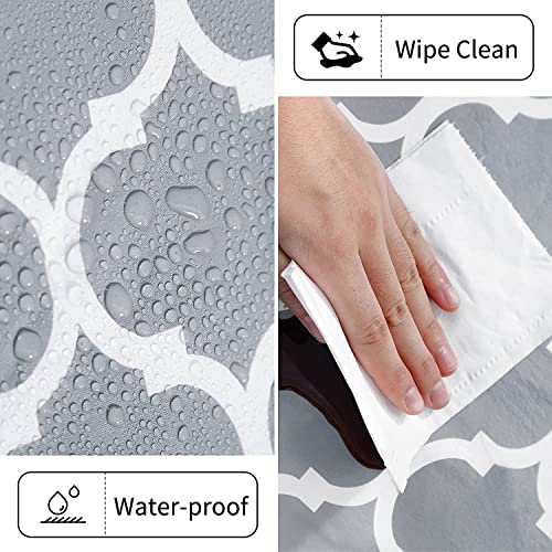 smiry Round Plastic Table Cloth, Waterproof Vinyl Tablecloth with Flannel Backing for Round Tables, Wipeable Spillproof Tablecloths for Dining, Camping, Indoor and Outdoor (60" Round, Grey)