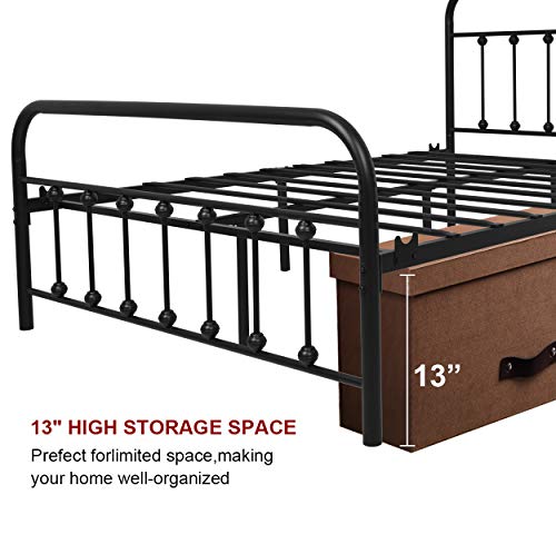 NEEBIRGELIA Black Metal Bed Frame Full Size with Headboard and Footboard Single Platform Mattress Base,Metal Tube and Iron-Art Bed（Full,Black）