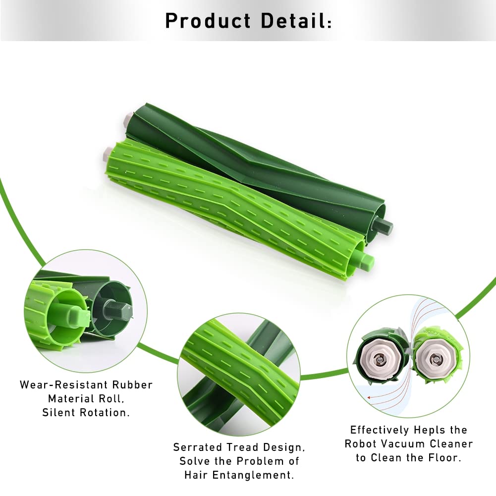 Abnaok 2 Set Replacement Rubber Roller Brushes Compatible for iRobot Roomba e i and j Series i3 i3+ i6+ i7 i7+ i8+ Plus E5 E6 E7 j7 (7150) j7+ (7550) Vacuum Cleaner Accessories