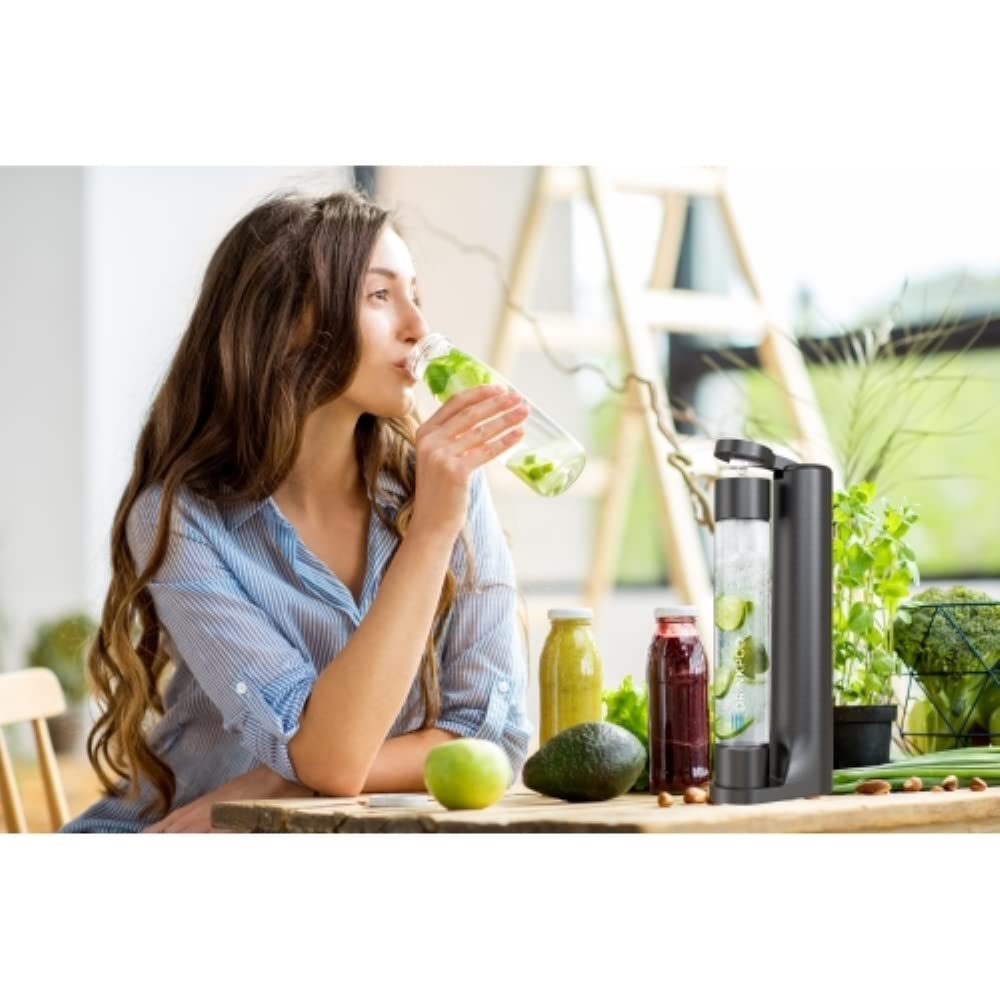 Fizzpod Home Soda Maker Sparkling Water Carbonator With 3 Bottles and 2 Bottle Brushes (Silver)