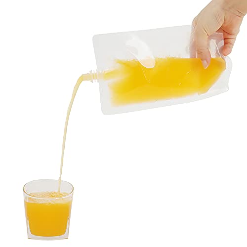 Muka 50 PCS 12 OZ Reusable Spouted Drink Bags, Spout Drink Pouches w/Funnel, 0.34" Spout