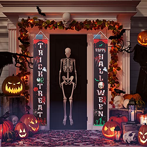 PRETYZOOM 8 Sets Decoration Treat Unique Use Trick Ornament Themed Signs Banners Couplet Style Banner for - Party Hanging Haunted Front Halloween Decor Creative Delicate Pendant Spider Door