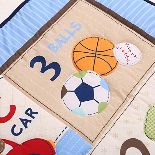 3 PCs Nursery Crib Bedding Set Airplane Rocket Fashion Baby Boy Girl Gift Idea 1 Quilt 1 Fitted Sheet 1 Diaper Organizer