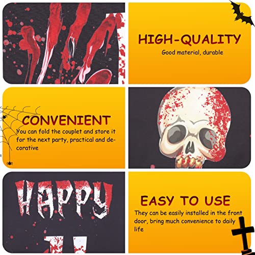 PRETYZOOM 8 Sets Decoration Treat Unique Use Trick Ornament Themed Signs Banners Couplet Style Banner for - Party Hanging Haunted Front Halloween Decor Creative Delicate Pendant Spider Door