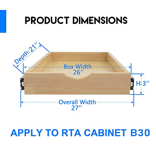 WelFurGeer Pull Out Shelves for Kitchen Cabinets, Slide Out Wood Cabinet Organizer, Pull Out Cabinet Shelf, Pantry Organizers and Storage, Wood Rack for Kitchen, Bathroom (26" Wide)