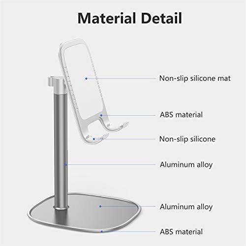 Uniwit Aluminium Alloy Angle Adjustable Desktop Cellphone Holder,Case Friendly,Fully Protect Cellphone,Sturdy and Durable Phone Stand Compatible for All iphone Series and Other 4-7.9 inches cellphones