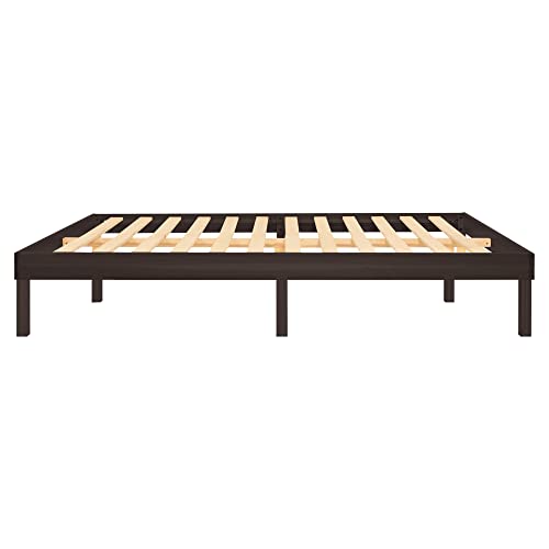 Naomi Home Lucia 14 Inch Solid Wood Platform Bed Full Bed Frame, Pine Wood Full Platform Bed Frame, No Squeak Bed Frame, Bed Frame Full Size, No Box Spring Needed, Sturdy Bed Frame - Espresso